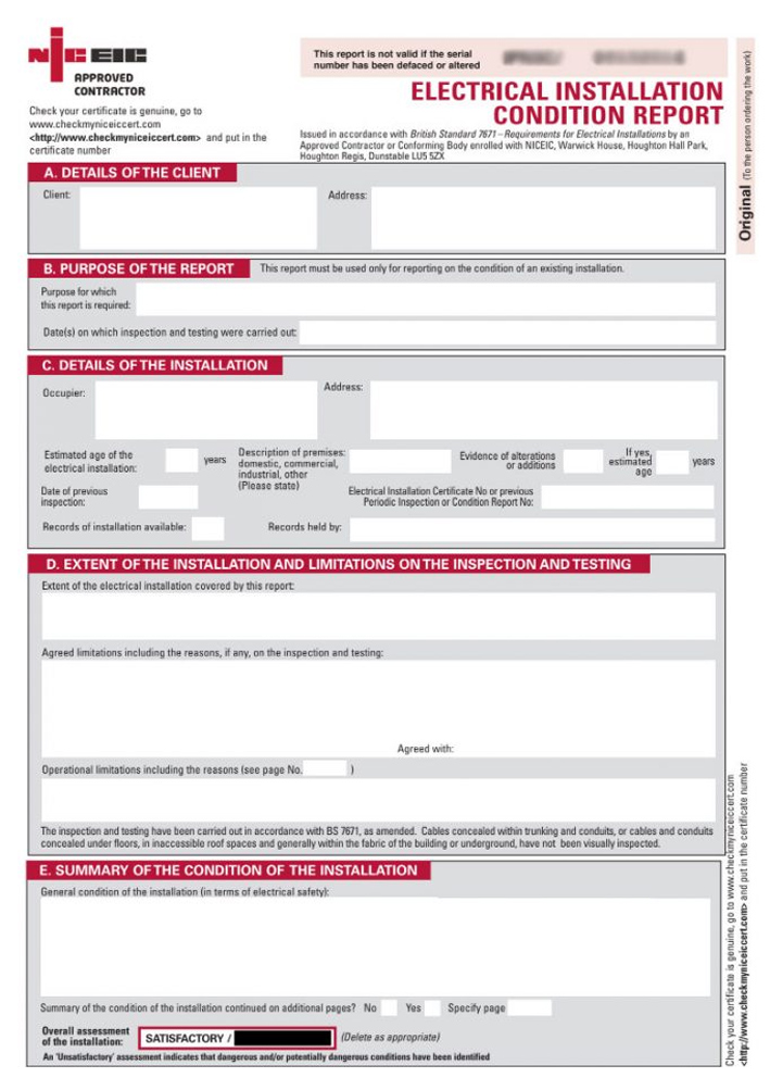 Electrical Installation Condition Report Our Best Offer Landlord Market